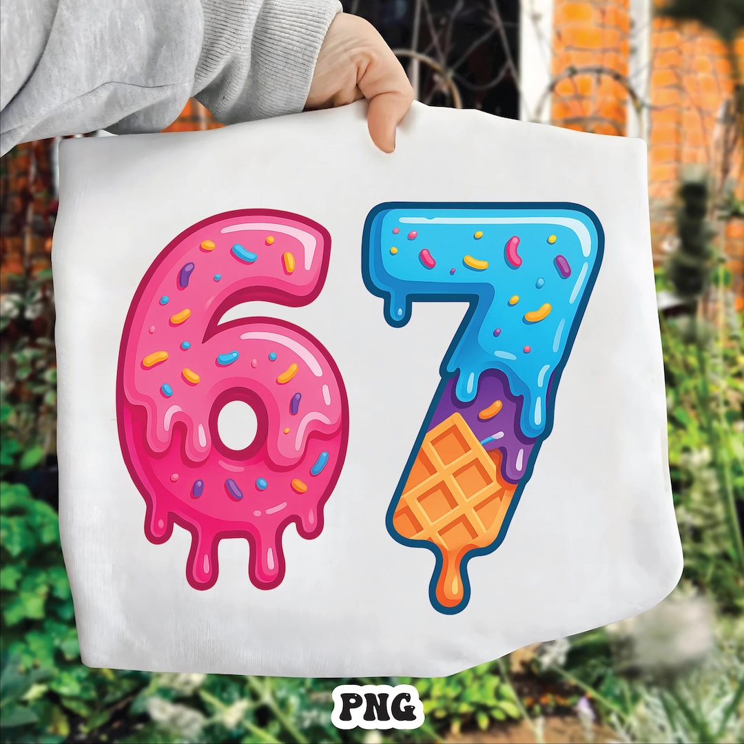 Dripping Ice Cream Numbers 6-7 PNG, Six Seven Ice Cream Drip Cool Meme ...