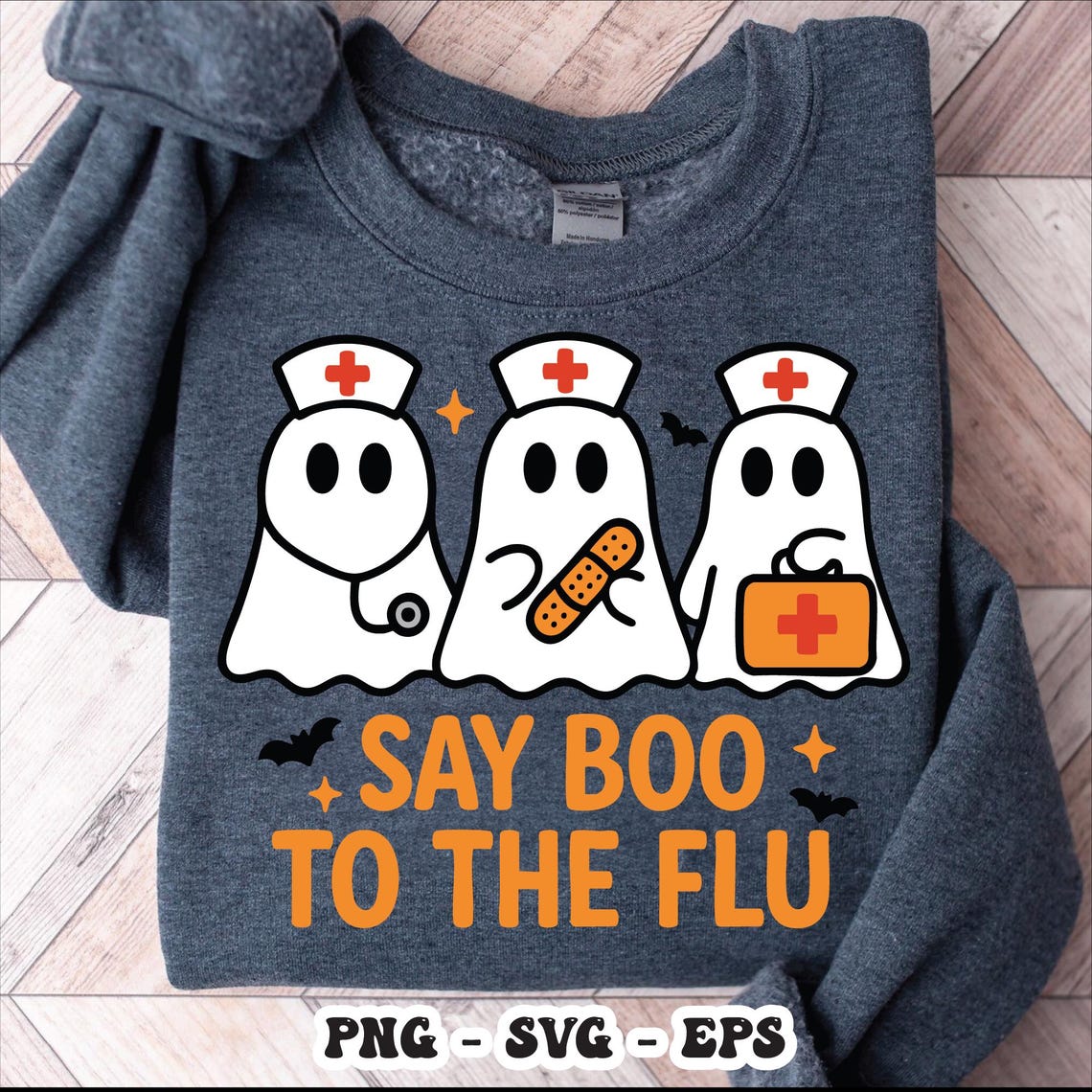 Say Boo to the Flu SVG PNG, Cute Nurse Ghost Halloween Design, Funny ...