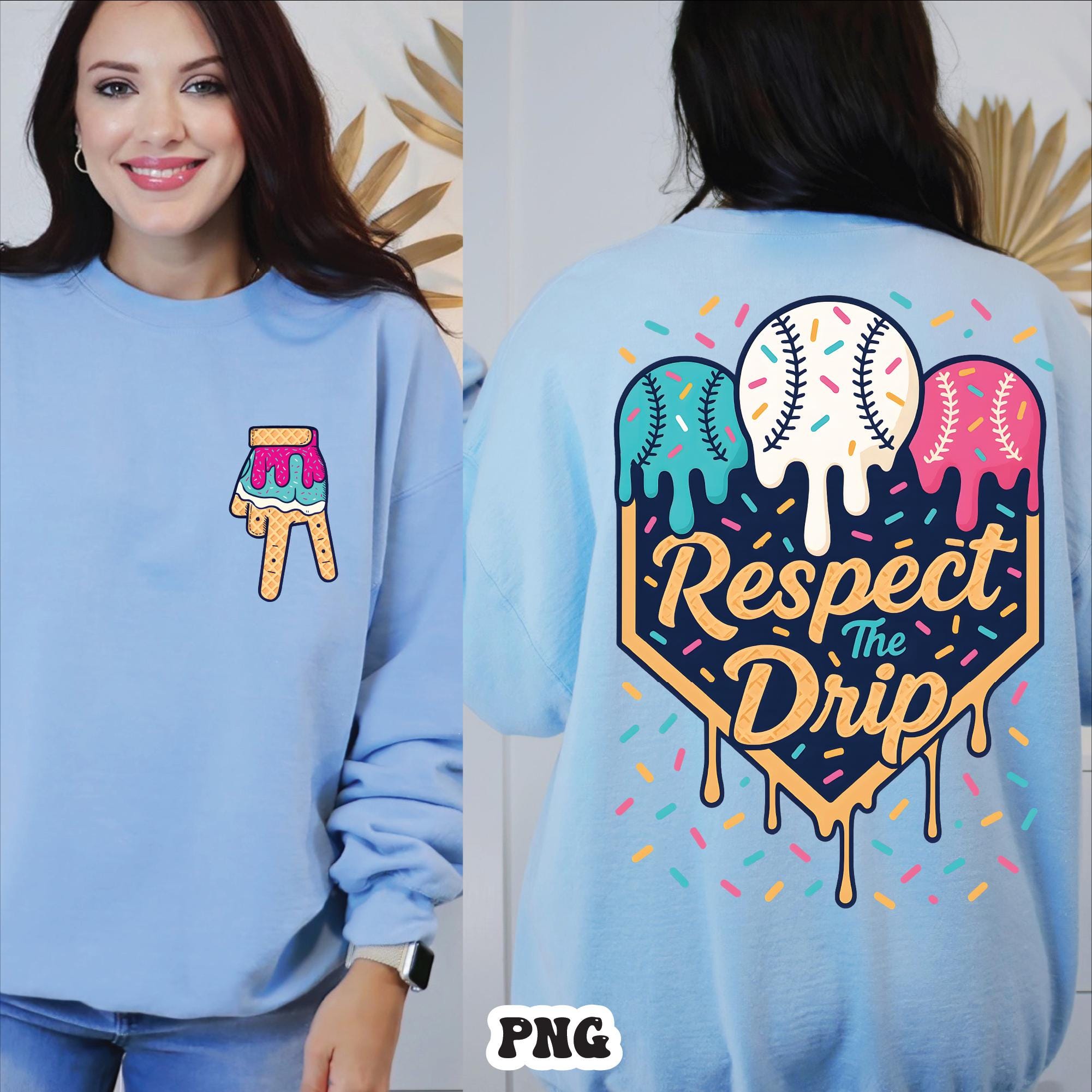 Baseball Ice Cream Drip PNG: Game Day Shirt Graphic (digital Download ...