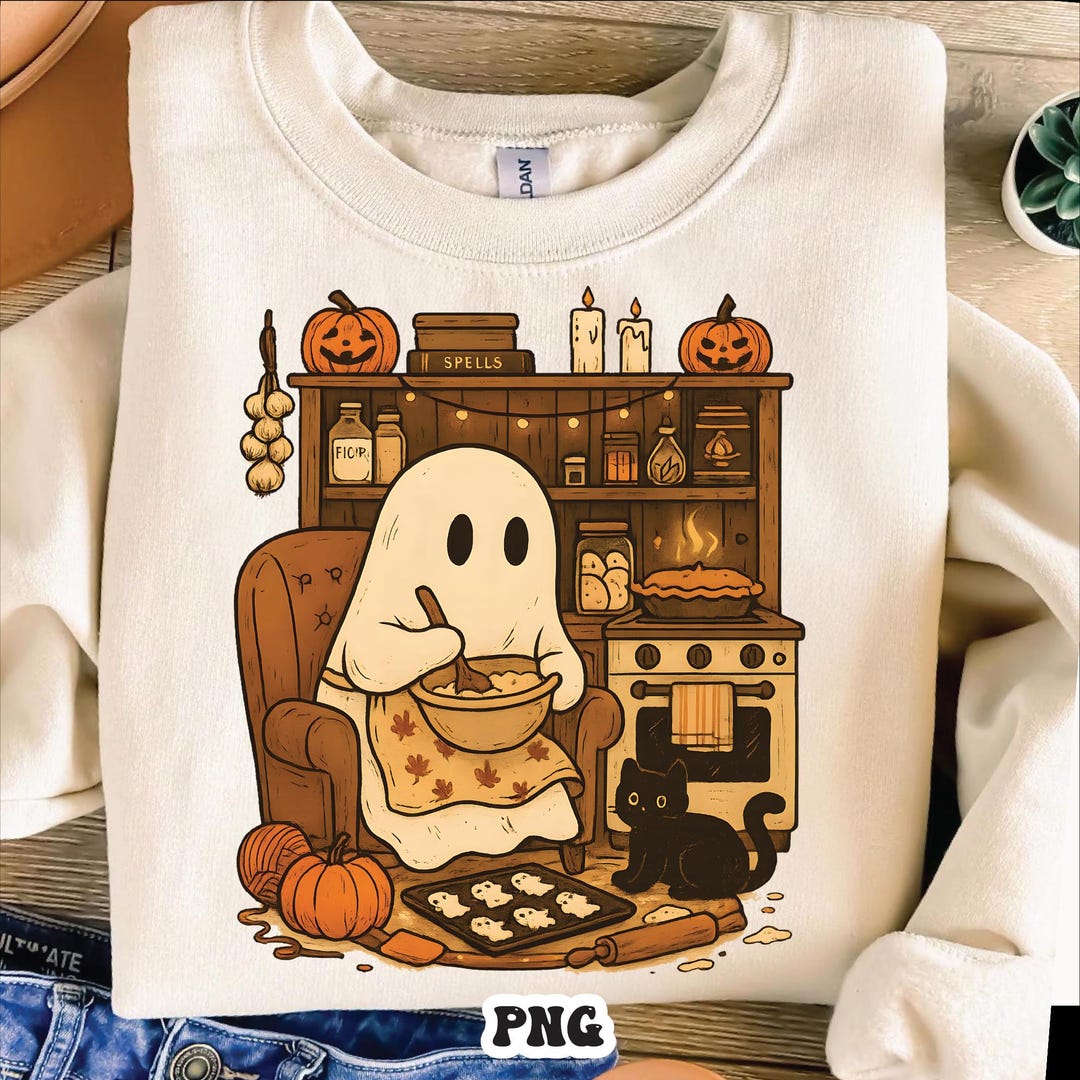 Ghost Baking PNG, Cozy Fall Kitchen Ghost PNG, Halloween Baking Clipart ...