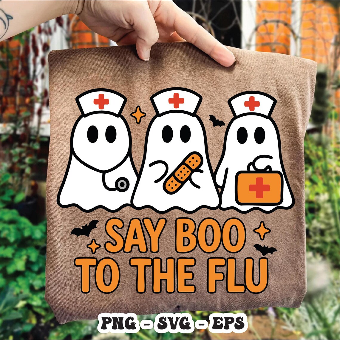 Say Boo to the Flu SVG PNG, Cute Nurse Ghost Halloween Design, Funny ...