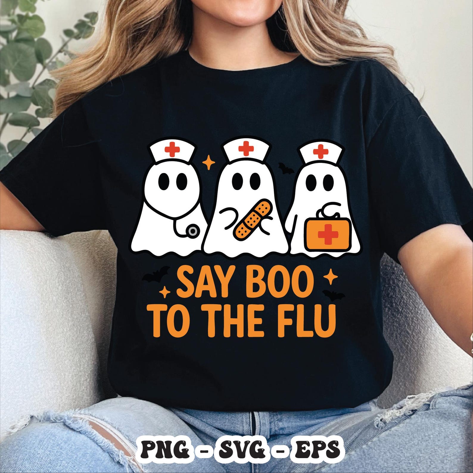 Say Boo to the Flu SVG PNG, Cute Nurse Ghost Halloween Design, Funny ...