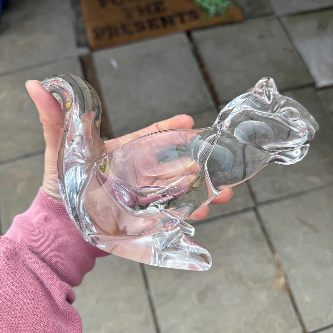 Vintage Clear Glass Squirrel Nut Candy Dish Trinket Catch All Sasaki ...