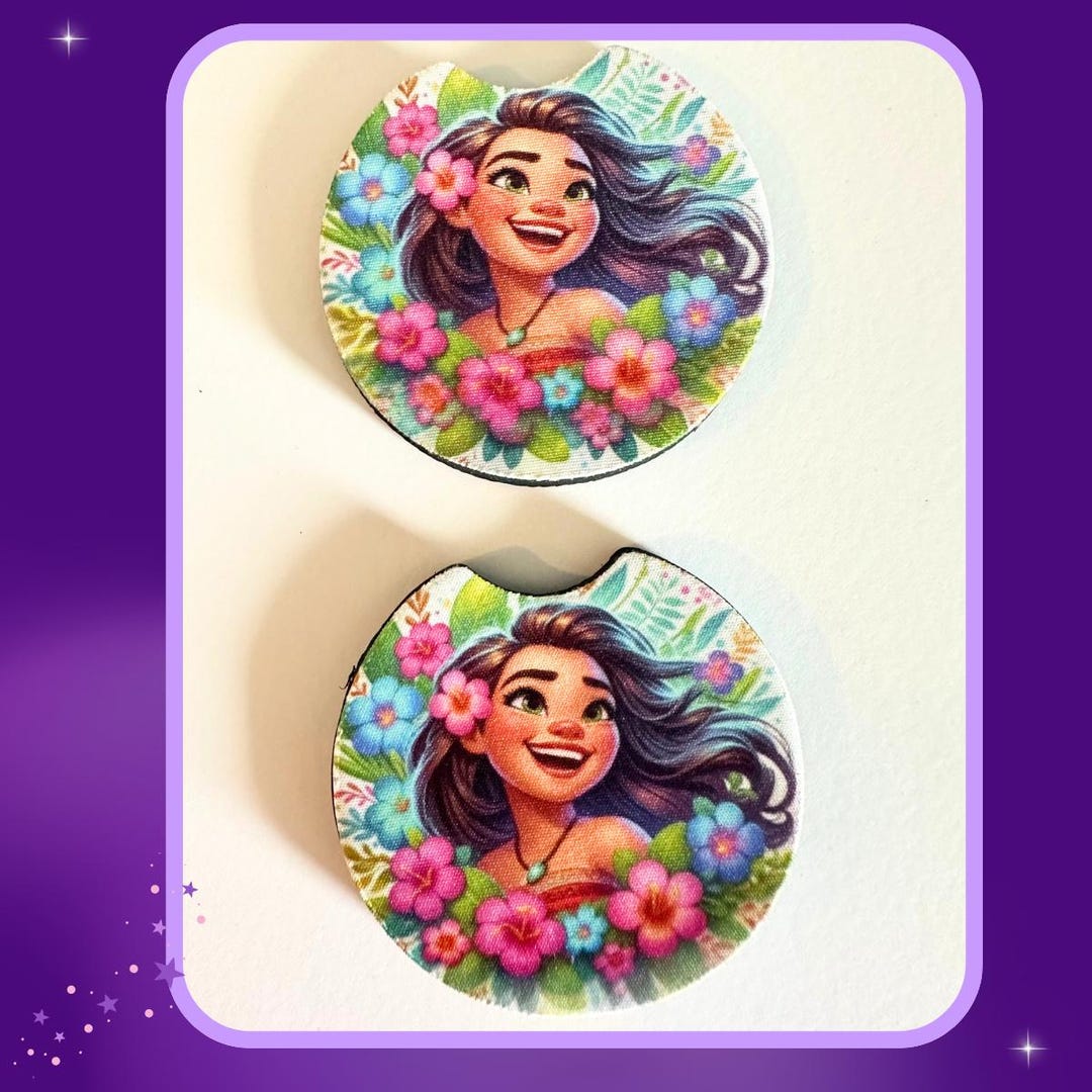 Moana Car Coasters (set of 2) - Cute Disney Car Accessories - Etsy