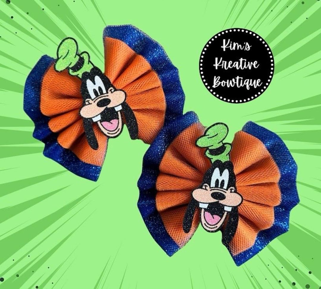 Goofy Inspired Tulle + Glitter Hair Bow(s) // Girls Baby Toddler Kids ...