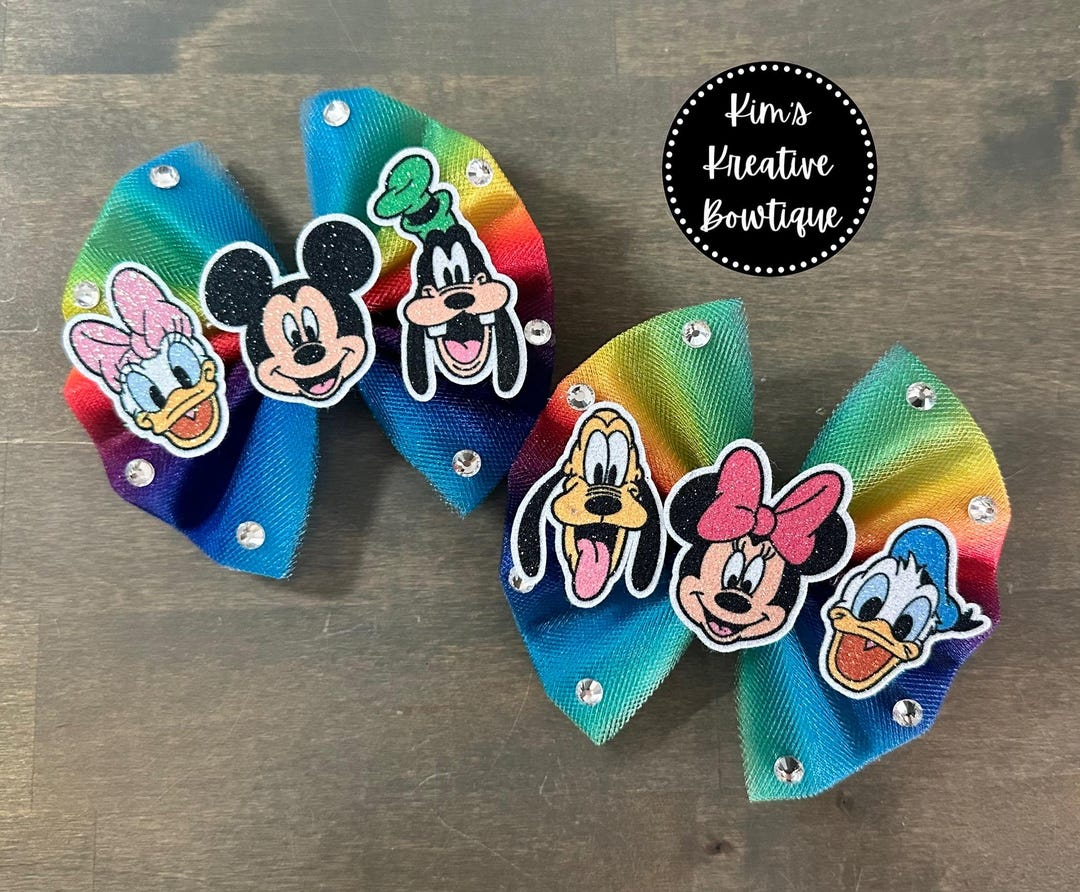 Rainbow Mickey Minnie Goofy Daisy Donald Pluto Inspired Tulle + Glitter ...