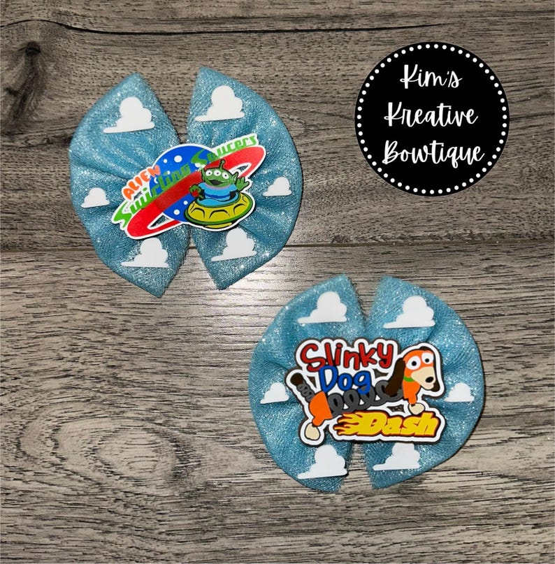 Toy Story Slinky Dog Swirling Aliens Inspired Tulle + Glitter Hair Bow ...