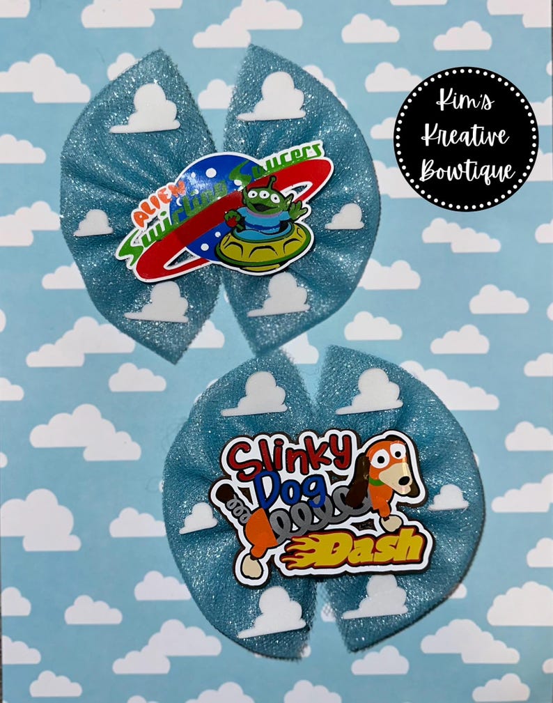 Toy Story Slinky Dog Swirling Aliens Inspired Tulle + Glitter Hair Bow ...