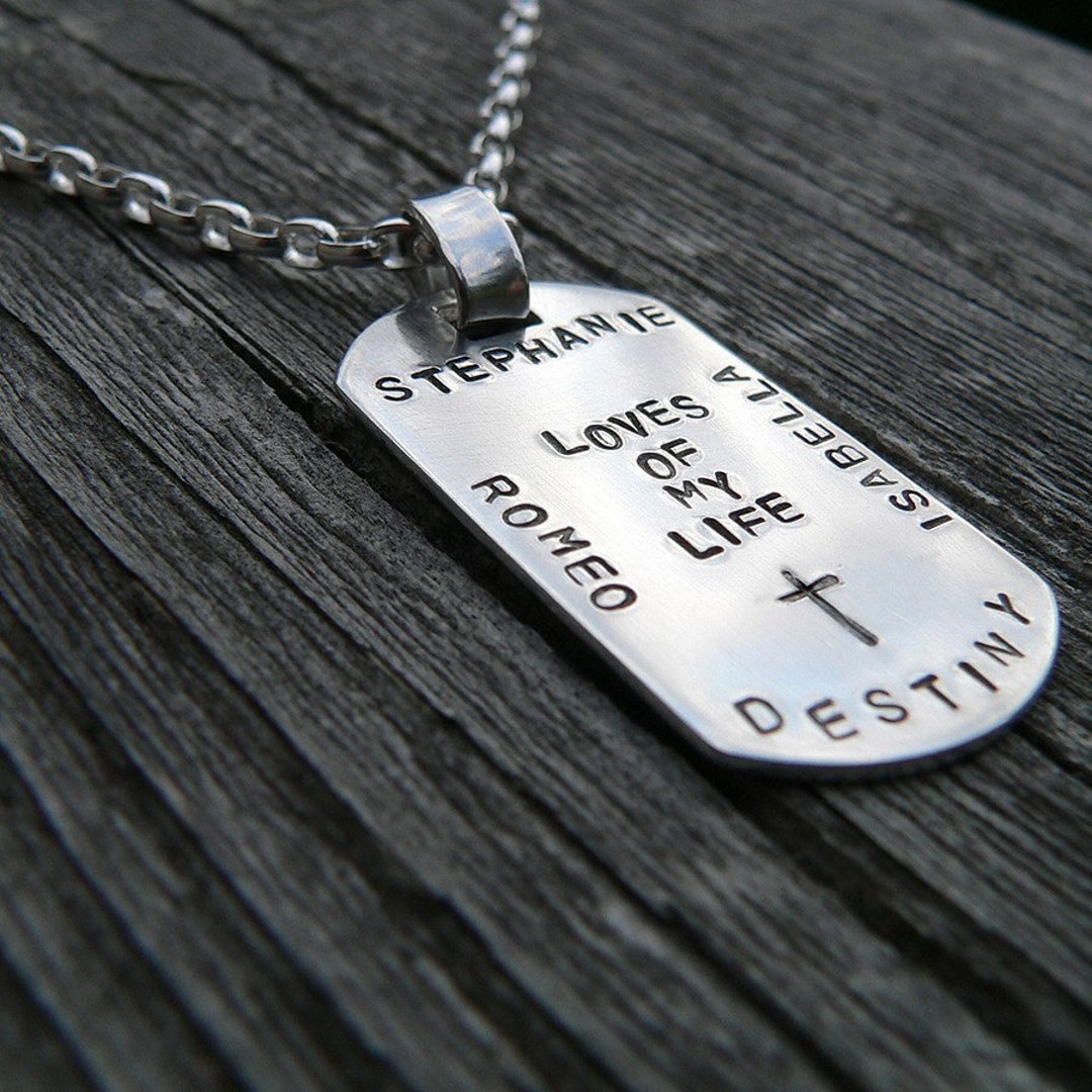 Custom Hand-hewn Sterling Silver Men's Dog Tag Dogtag Necklace ...