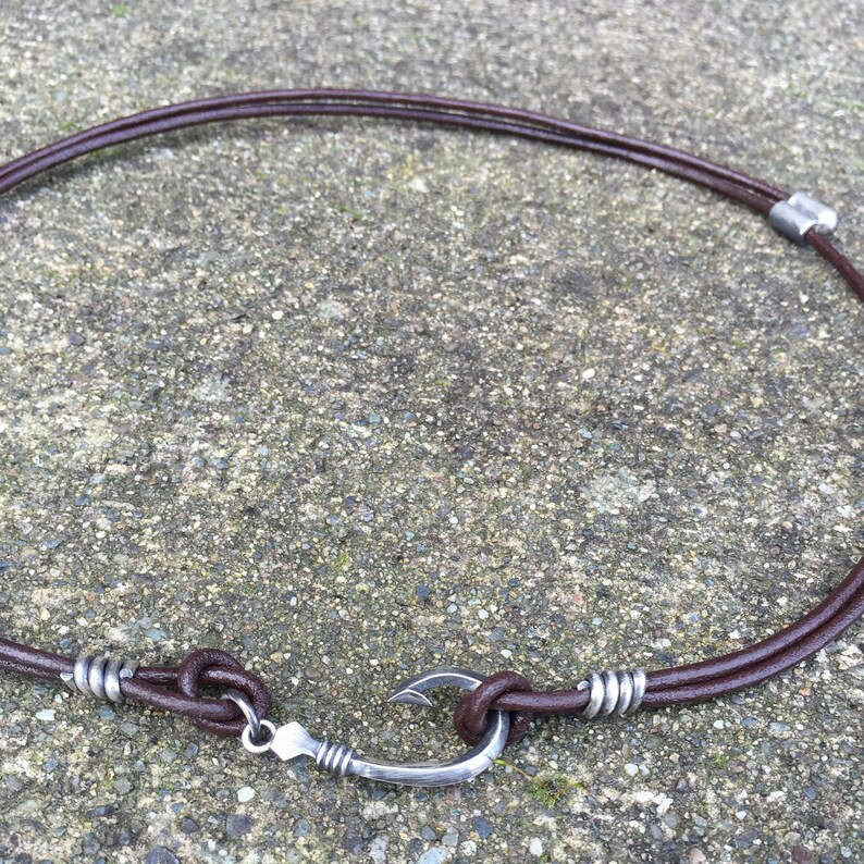 Fishers of Men Solid Sterling Fish Hook & Leather Adjustable | Etsy