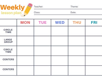 Blank Weekly Lesson Plan - Etsy