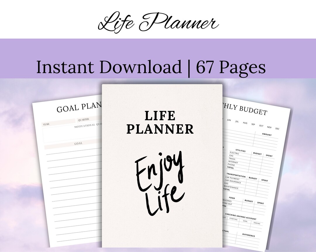 Life Planner Printable: Daily, Weekly, Monthly, Goal Tracker (digital ...