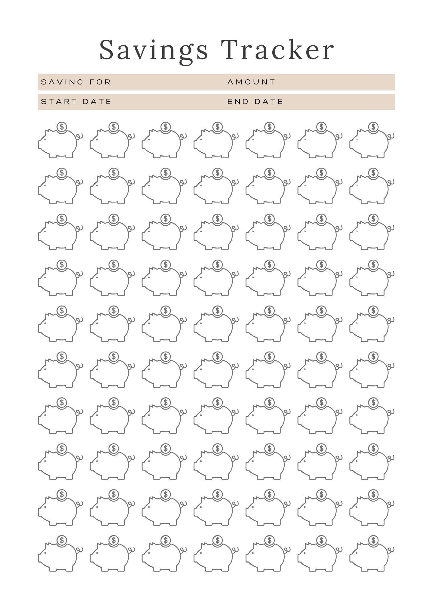 Savings Tracker Printable: Budget & Money Saving Challenge (PDF) - Etsy