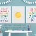 Playroom Wall Decor Alphabet Sun Numbers Watercolor Rainbow - Etsy