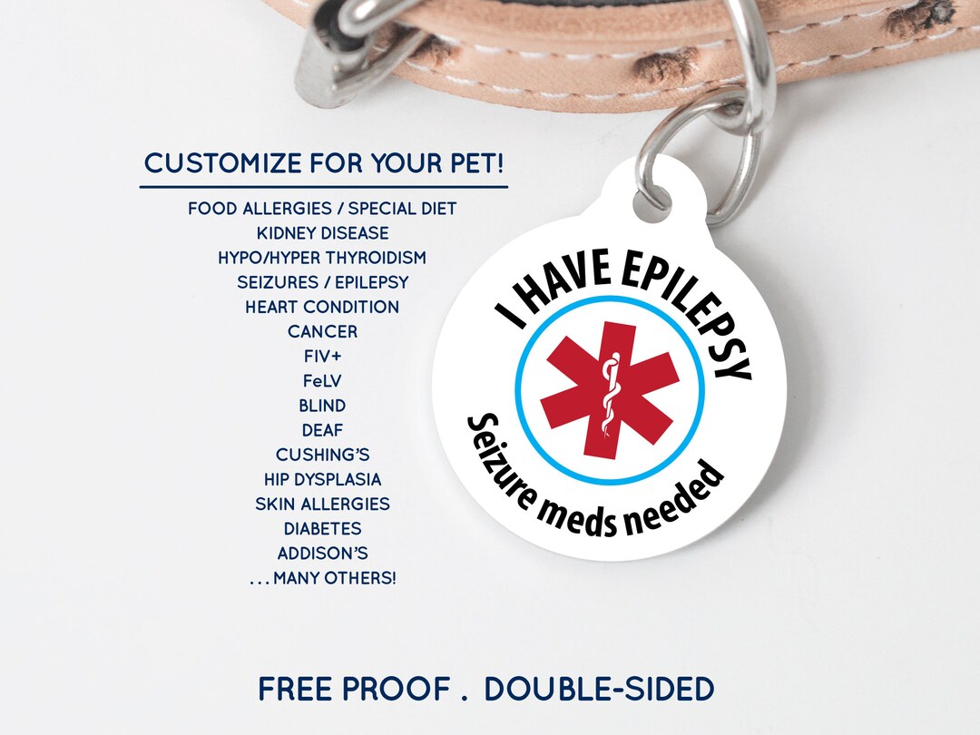 Custom Medical Alert Pet Tag - Allergies Epilepsy Seizures Heart ...