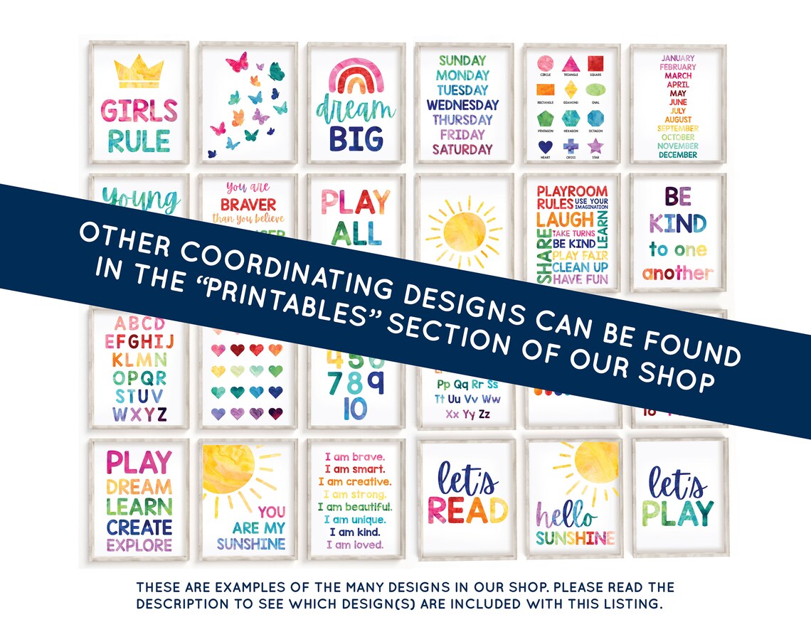Hello Sunshine Colorful Watercolor Rainbow Playroom Decor Nursery Print ...