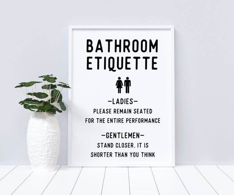 Bathroom Etiquette Restroom Rules Printable Wall Art Download | Etsy