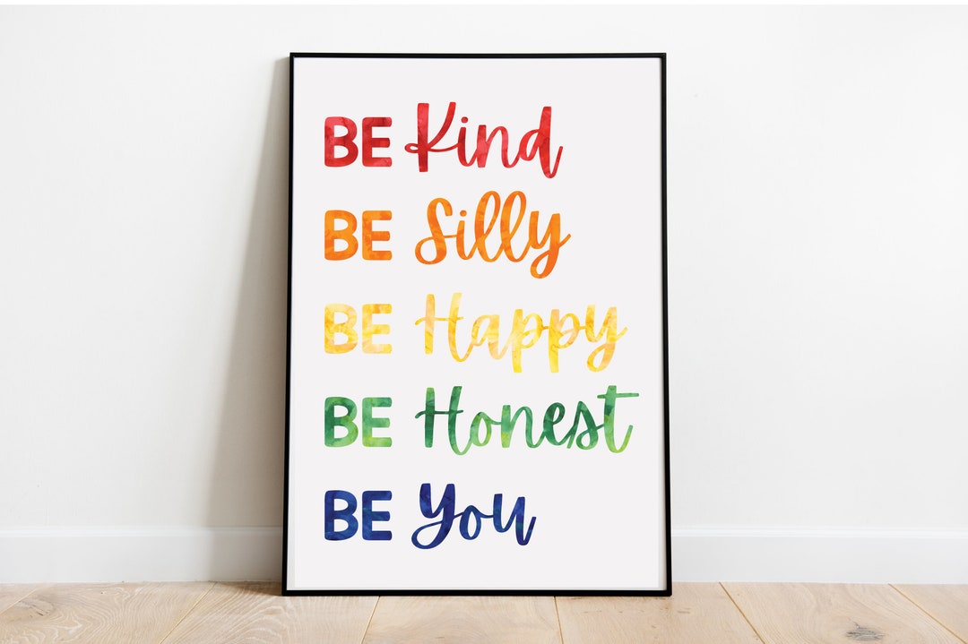 Be Kind Silly Happy Honest You Educational Colorful Watercolor Rainbow ...