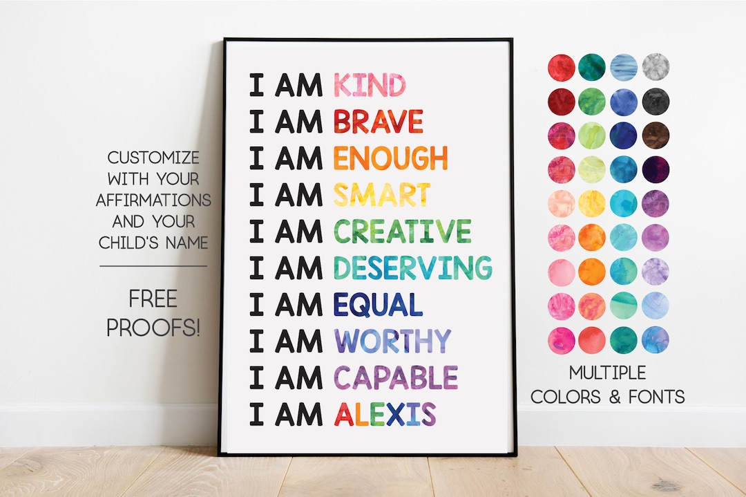 Custom Affirmations Poster - Playroom Preschool Sign Kindergarten ...