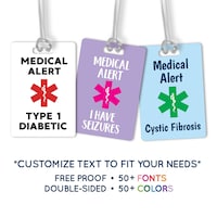 Emergency Medical Alert Card, Engraved Aluminum Tag, Allergy Alert ...