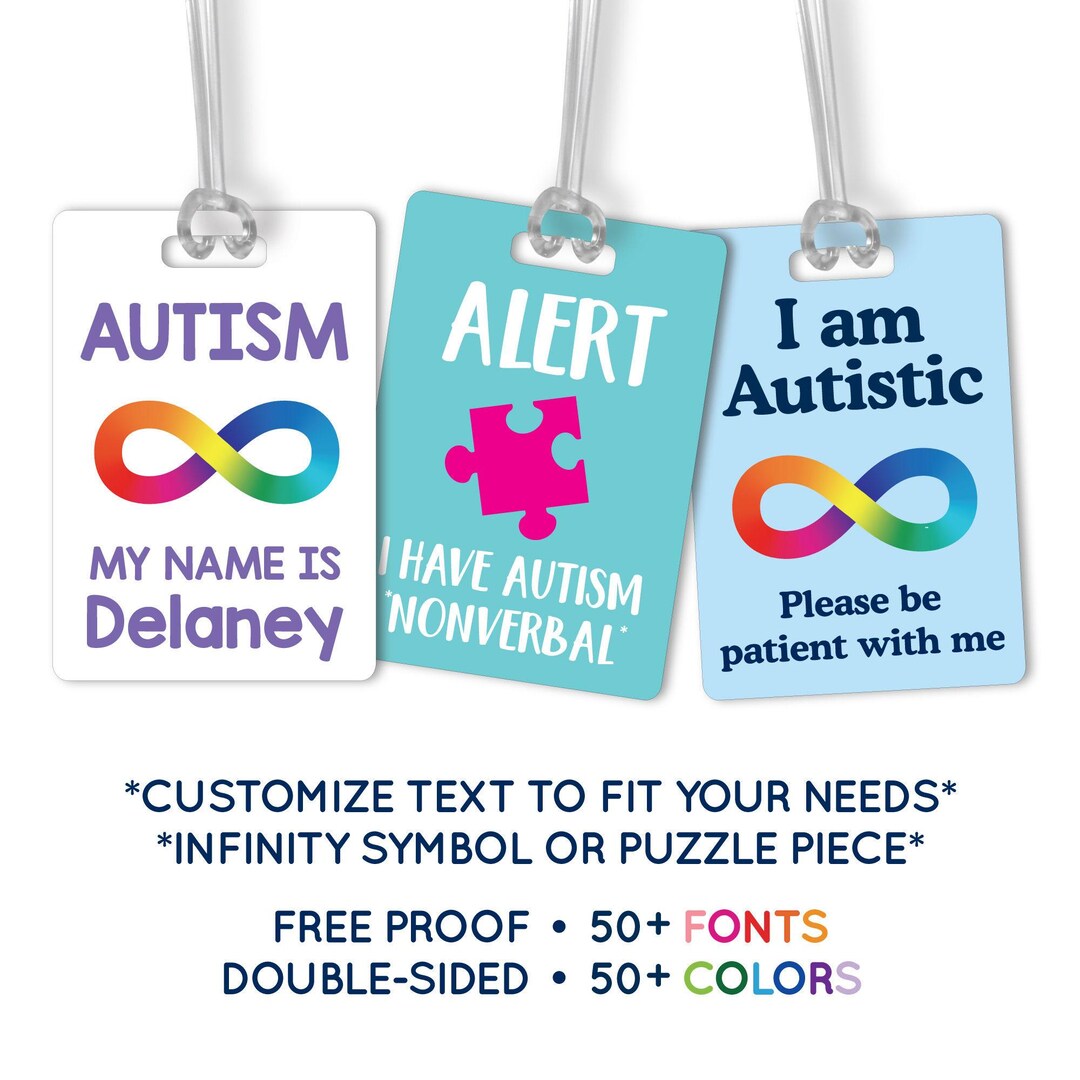 Custom Autism Alert Bag Tag - Personalized Austism Luggage Tag ...