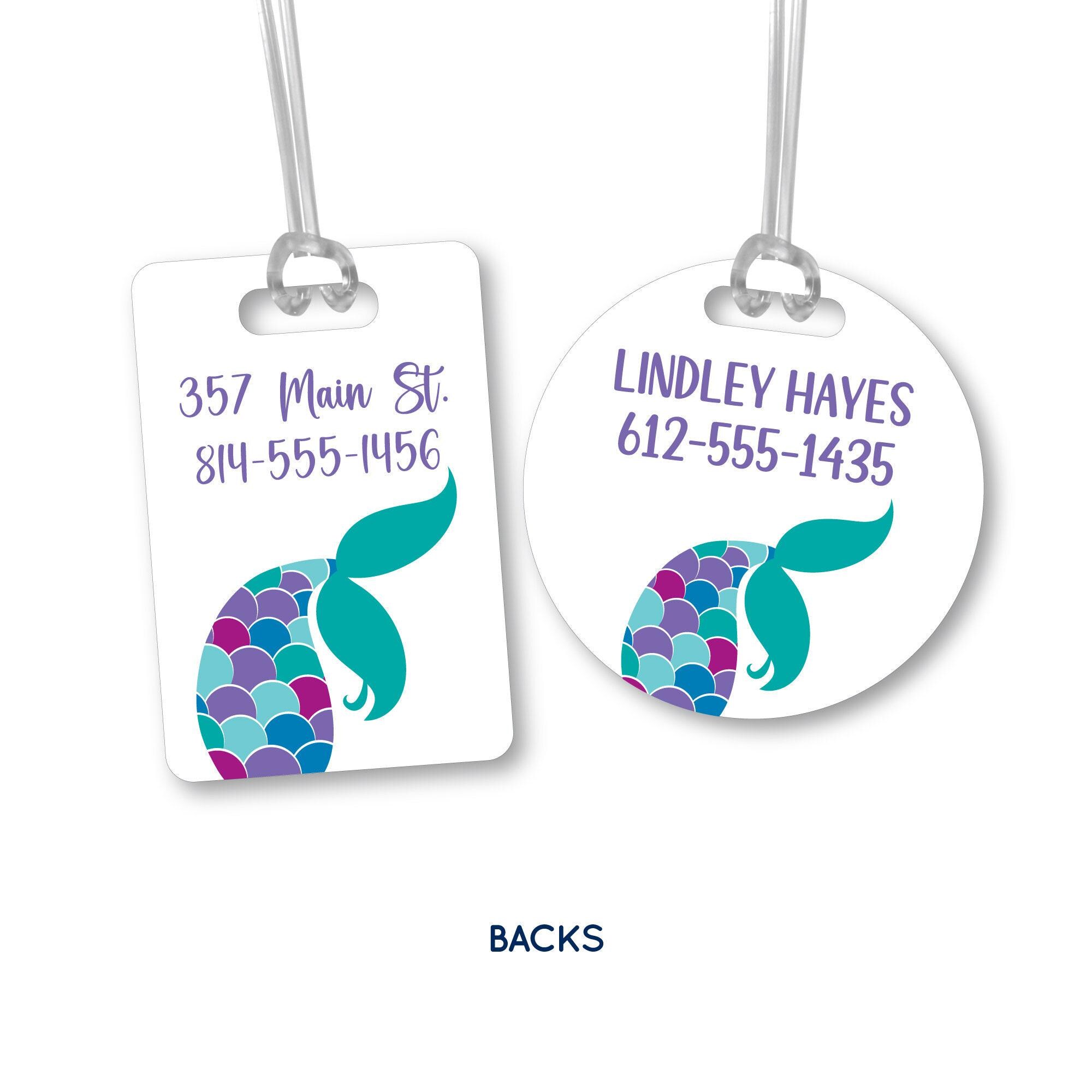 Mermaid Tail Luggage Tag - Monogrammed Travel School Backpack Bag Tag ...