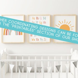 Rainbow Hearts Nursery Wall Art Set of 3 Printables Abstract Modern ...