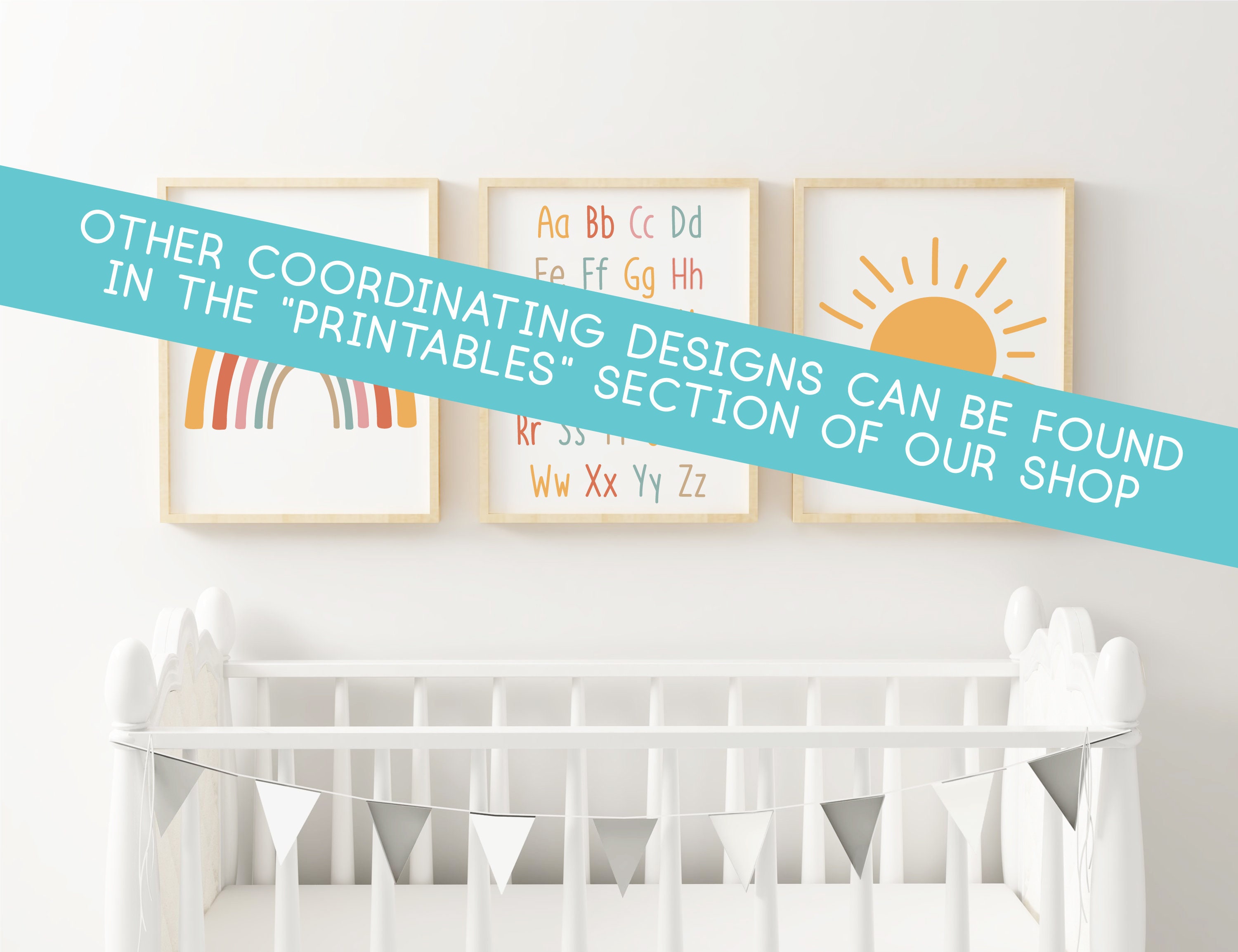 Rainbow Hearts Nursery Wall Art Set of 3 Printables Abstract | Etsy