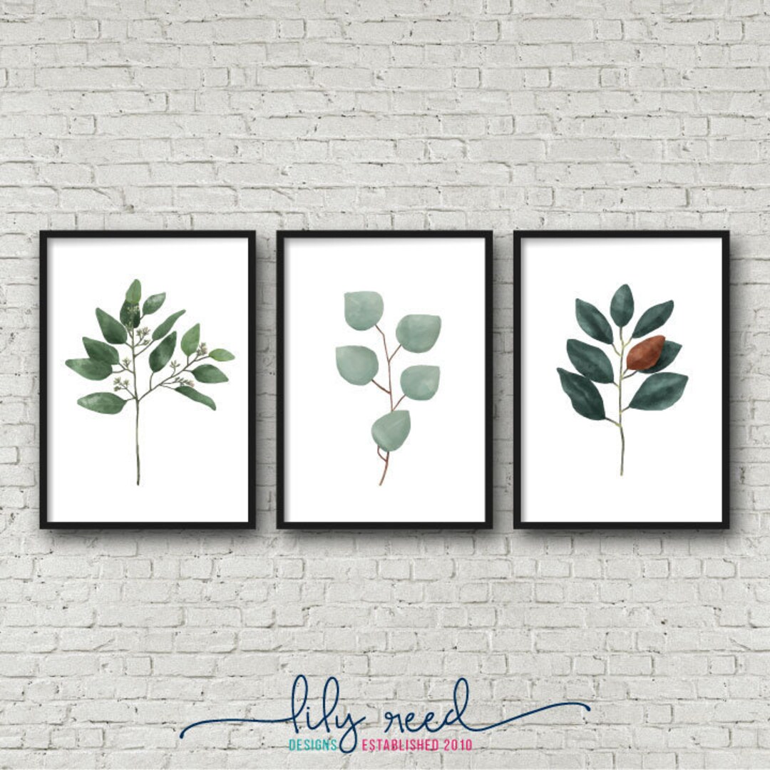 Botanical Printable Set of 3 Images Leaf Print Set Wall Art Prints ...