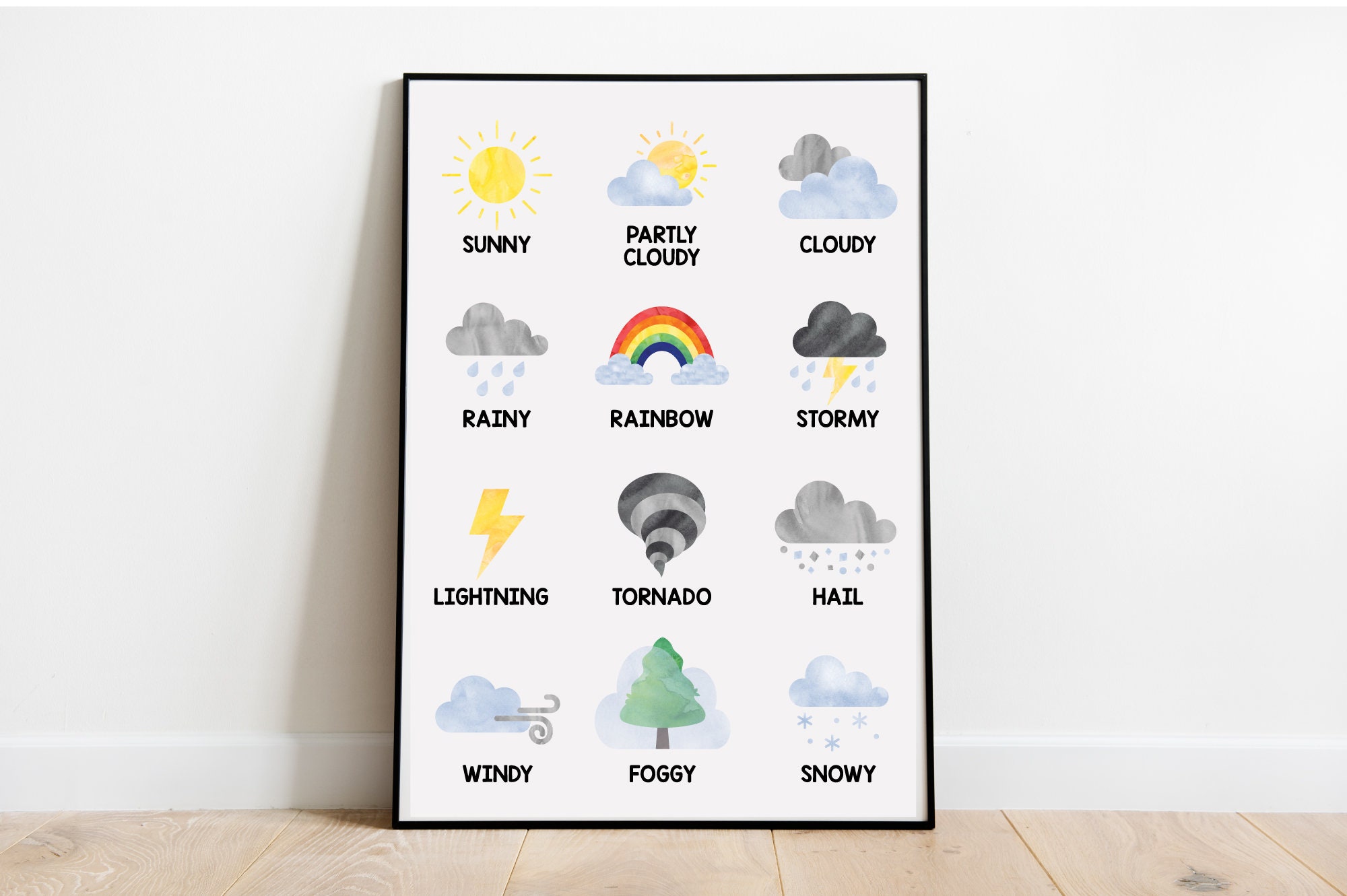 Weather Colorful Watercolor Rainbow Playroom Decor Nursery - Etsy