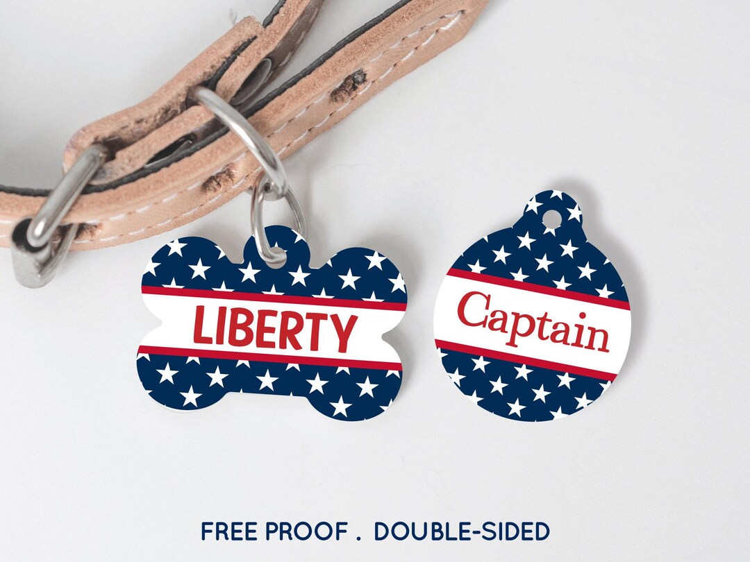 USA Flag Pet Tag - Personalized America Dog Puppy Cat ID Tag - Pet Gift ...