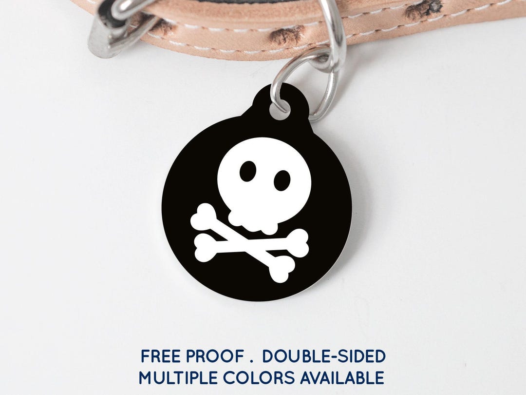Skull and Bones Pet Tag - Personalized Dog Puppy Cat ID Tag - Pet Gift ...