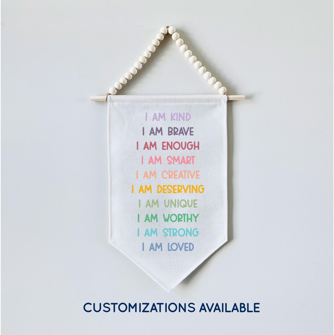 Affirmations Hanging Sign Pennant Flag - Children's Room Decor - Kids ...