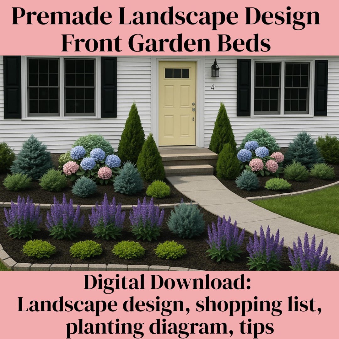 Premade Landscape Design, Front Landscape, Zone 5-9, Curb Appeal ...