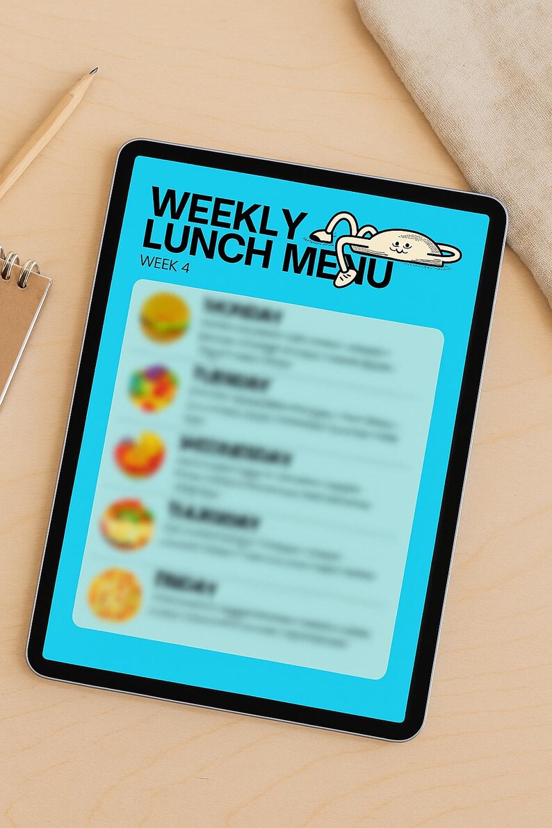 4-week School Lunch Menu PDF Packed Lunch Ideas for Kids Printable Meal ...