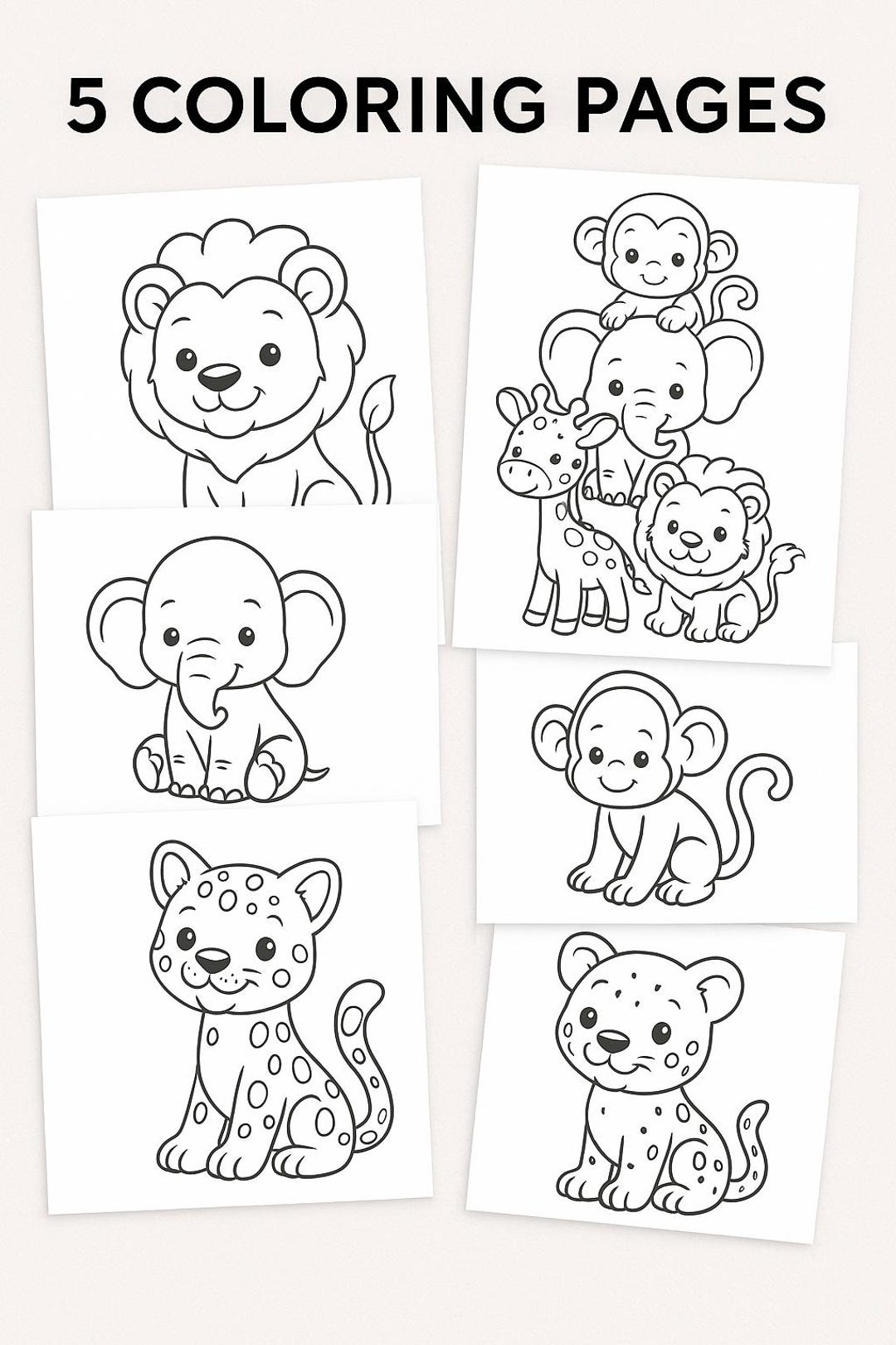Baby Safari Animal Coloring Pages, Baby Shower Coloring Pages, Kids ...
