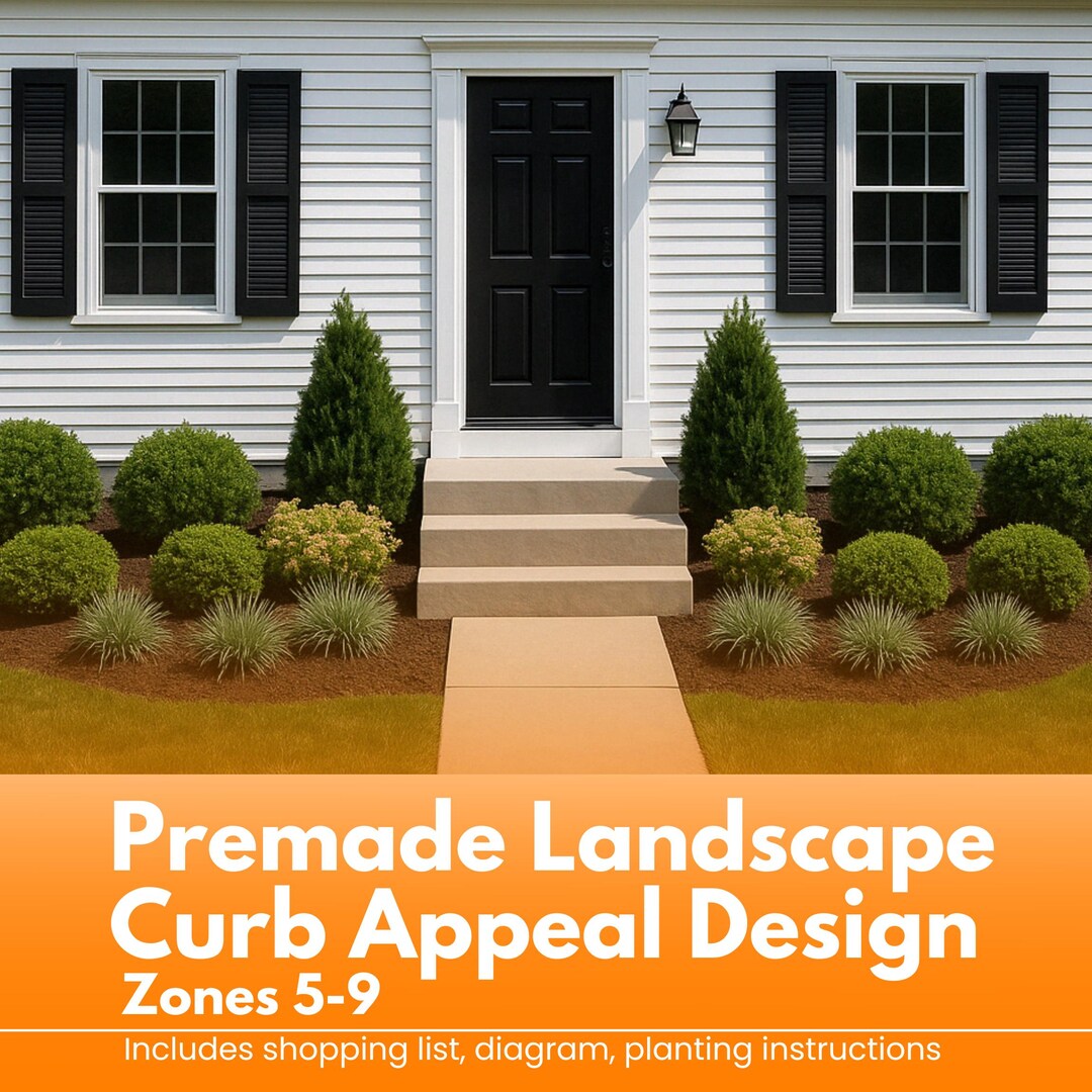 Premade Landscape Front Yard Design, Landscape Zone 5-9, Curb Appeal ...