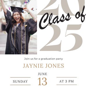 Editable 2025 Graduation Invitation Template, Class of 2025 Digital ...