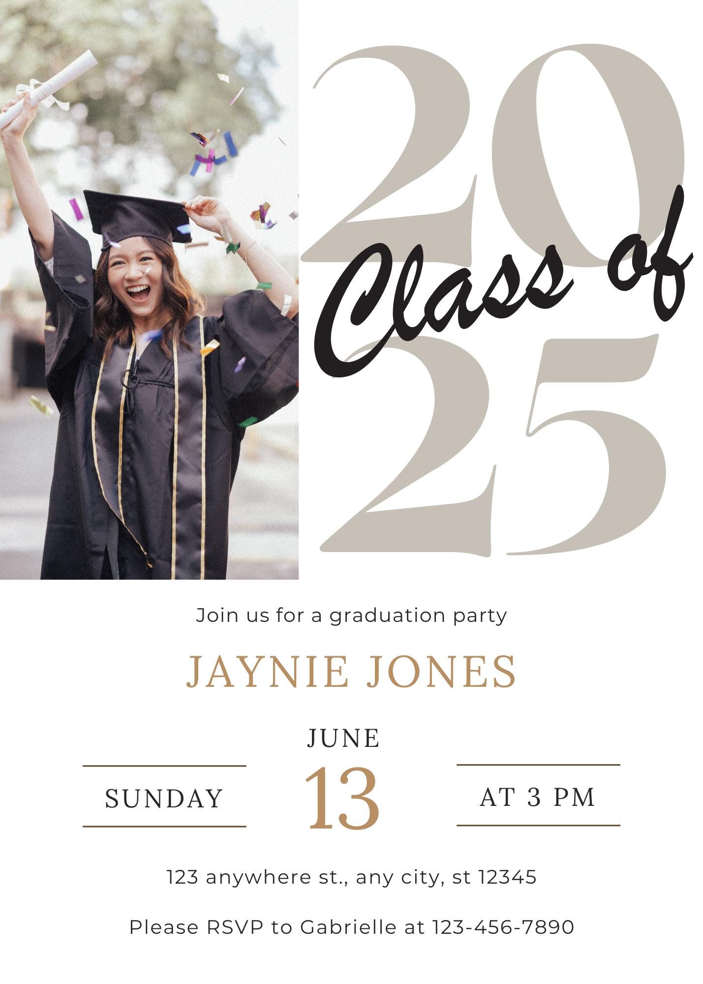 Editable 2025 Graduation Invitation Template, Class of 2025 Digital ...