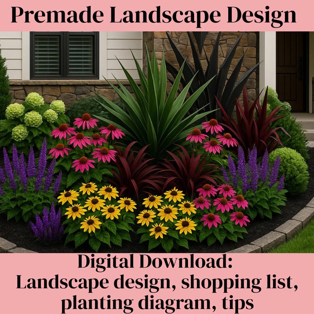 Ready to Use DIY Landscape Design, Front Landscape, Zone 5-9, Curb ...