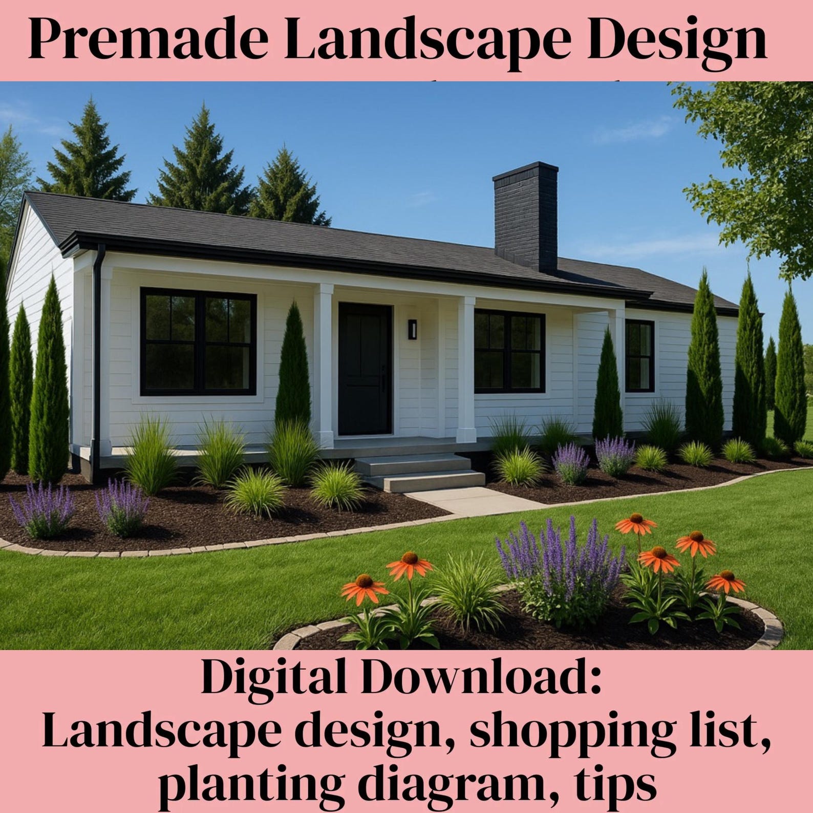 DIY Landscape Design, Front Landscape, Zone 5-9, Curb Appeal ...