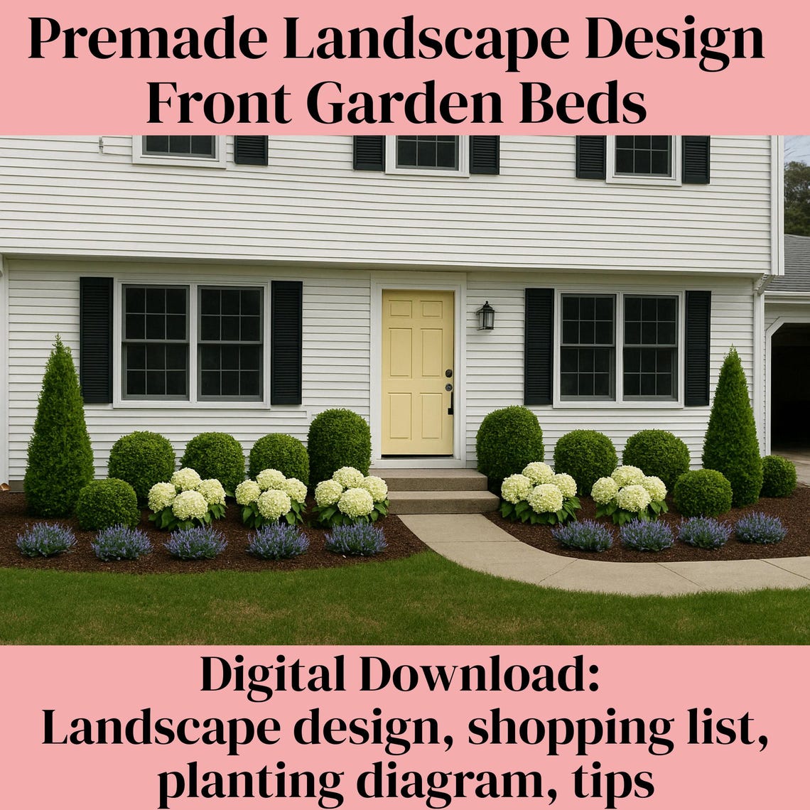 Premade Landscape Design, Front Landscape, Zone 5-9, Curb Appeal ...