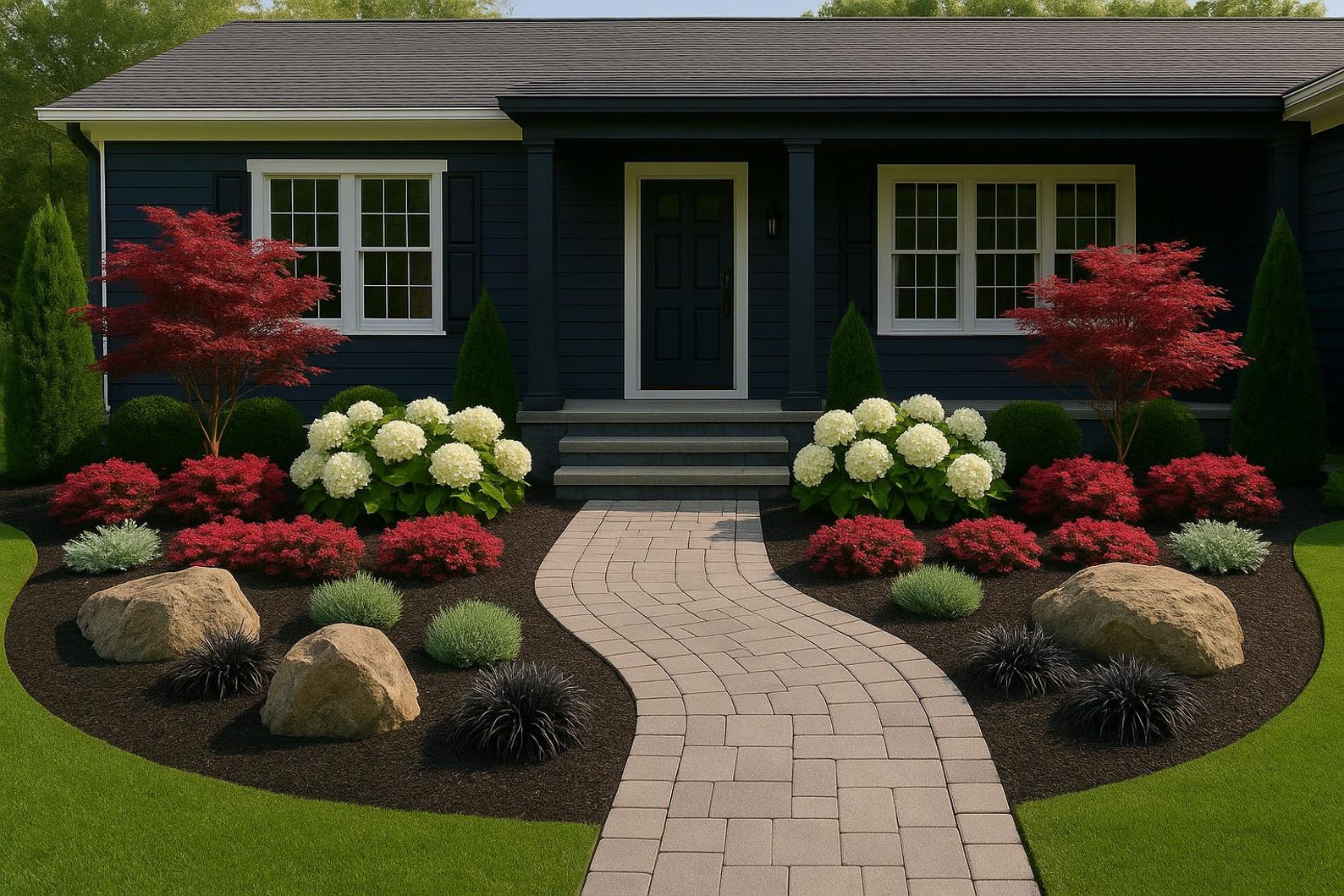 Ready to Use DIY Landscape Design, Front Landscape, Zone 5-9, Curb ...