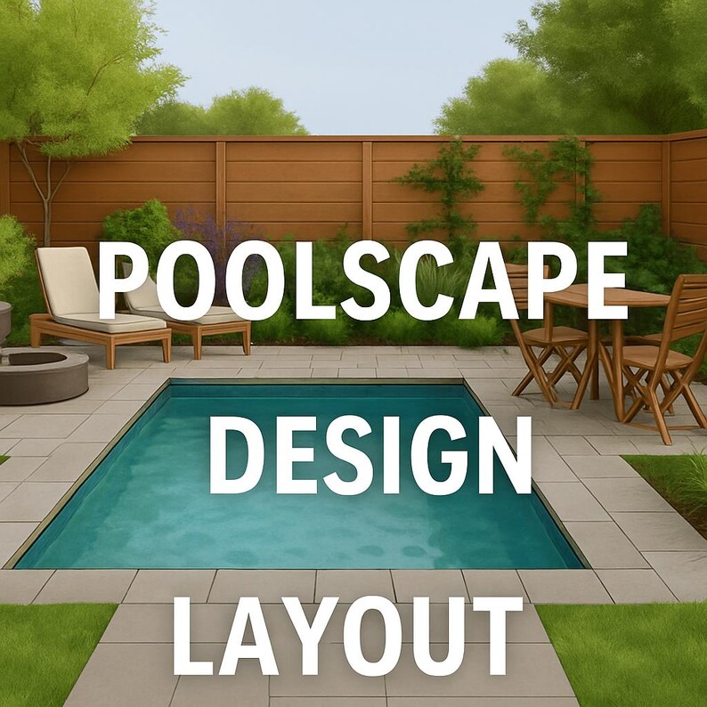 Poolscape Design Layout | Backyard Pool Landscape Plan | Instant ...