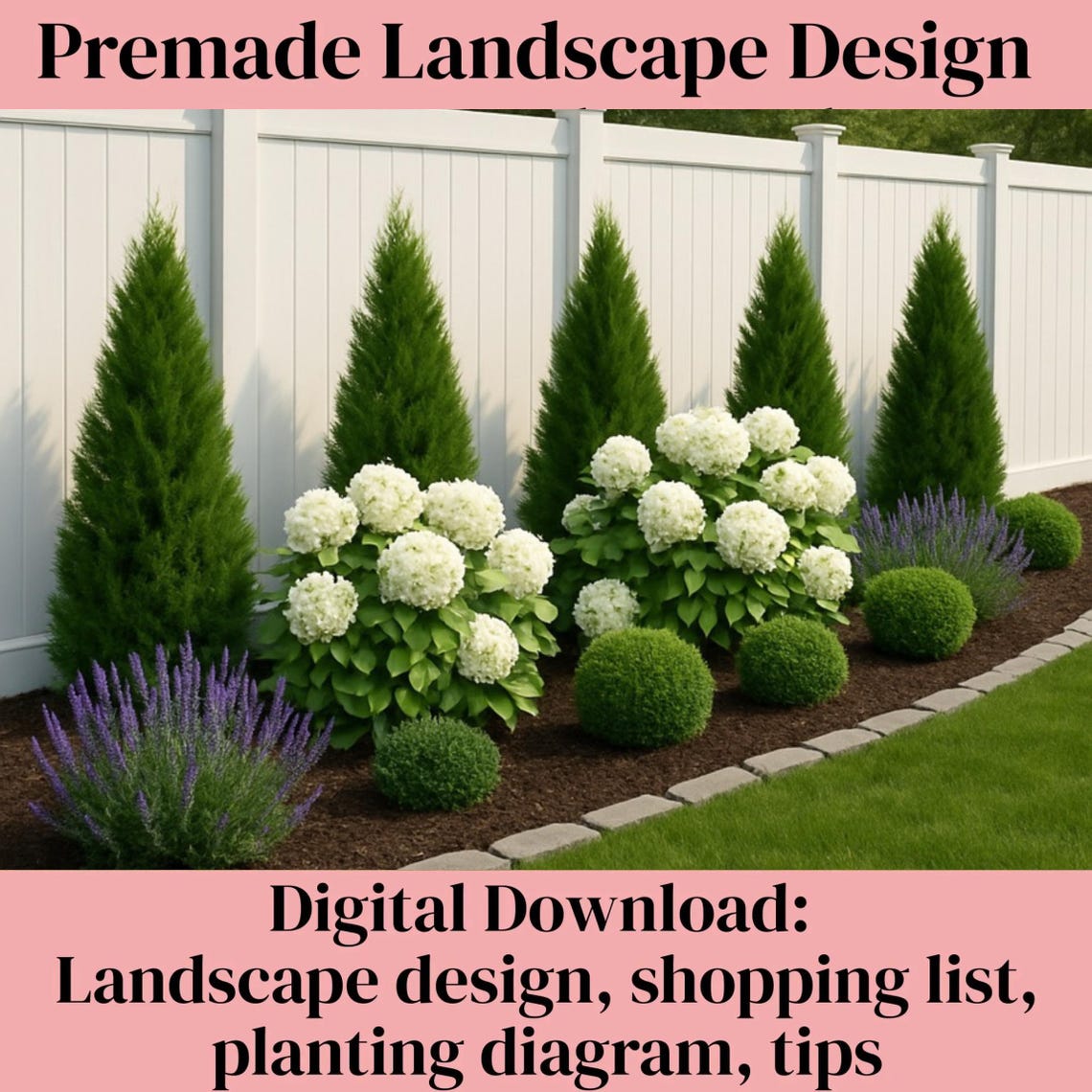 Ready to Use Premade Fence Landscape Design, Fence Landscape, Template ...
