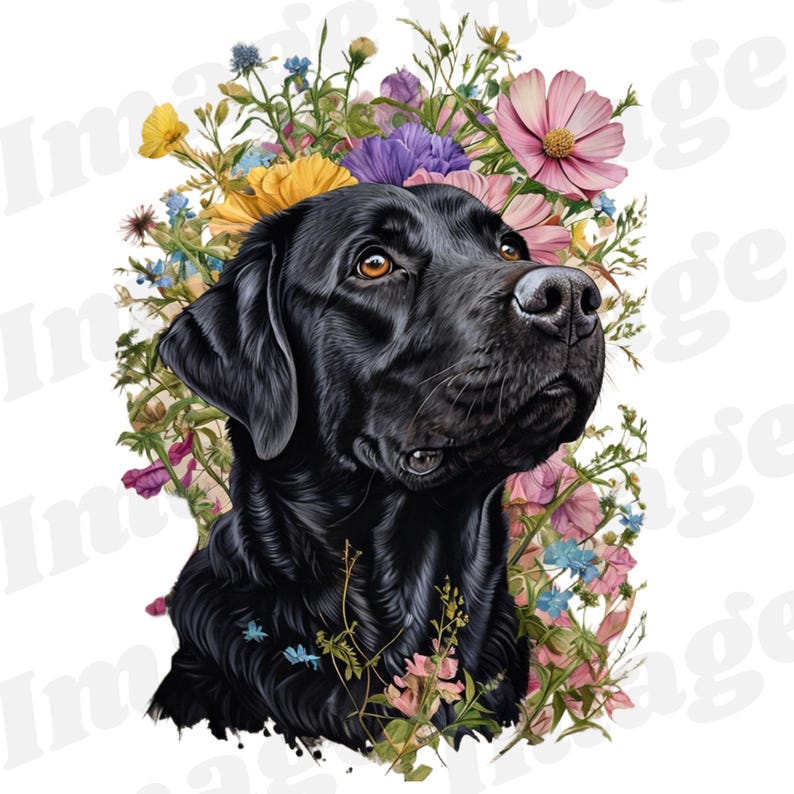 Labrador Dog Floral SVG PNG, Dog Svg Png, Dog Wall Art, Dog Lover, Dog ...