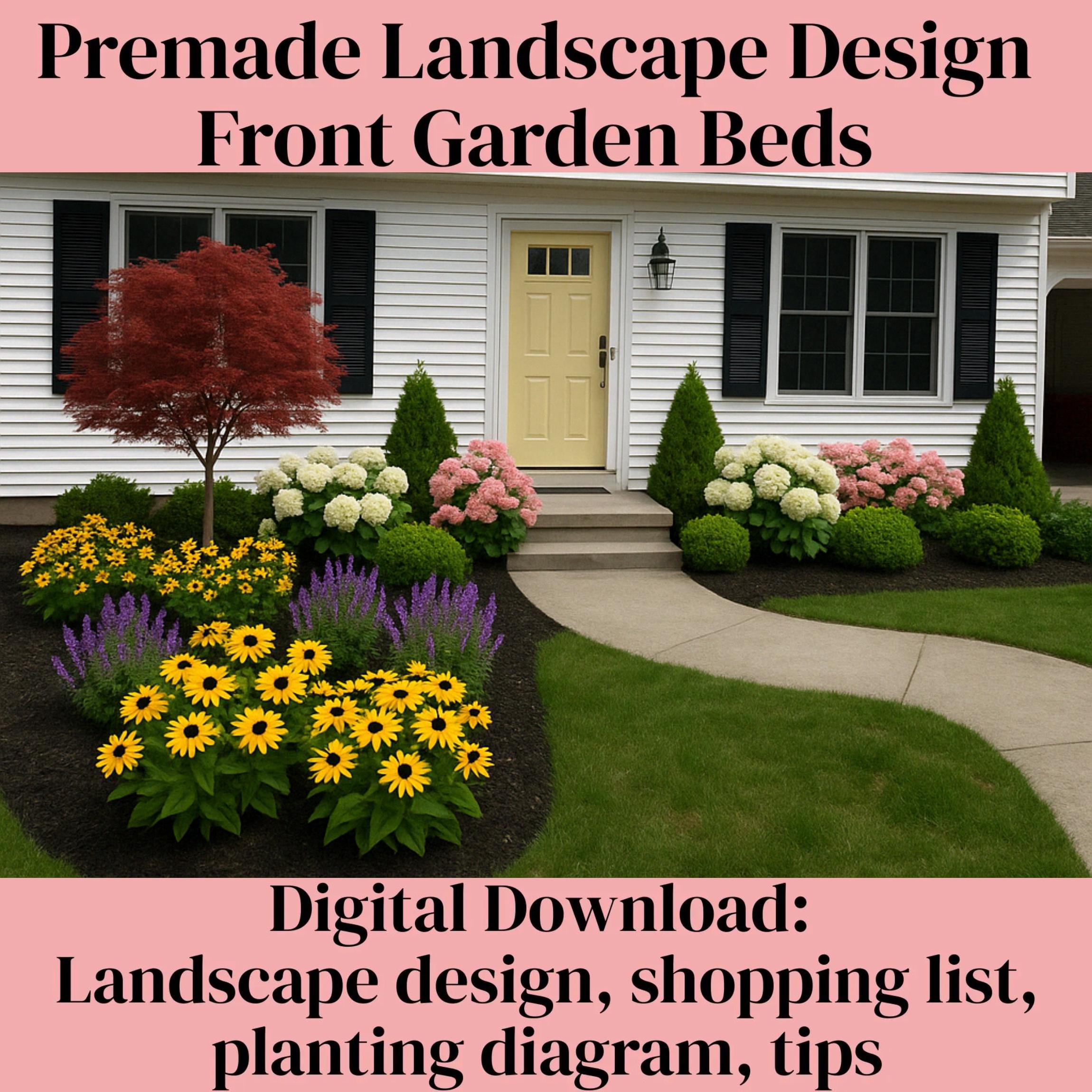 Premade Landscape Design, Front Landscape, Zone 5-9, Curb Appeal ...