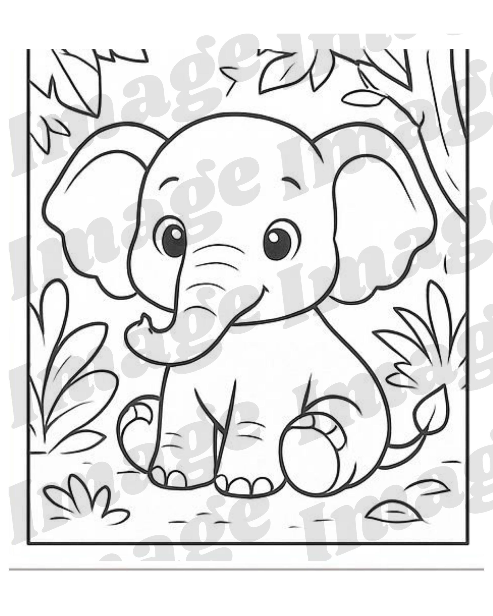 Baby Safari Animal Coloring Pages, Baby Shower Coloring Pages, Kids ...