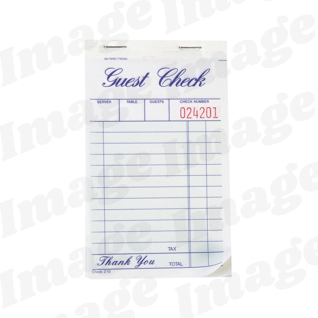 Blank Check SVG PNG, Blank Guest Check Art Print, Guest Check Print ...