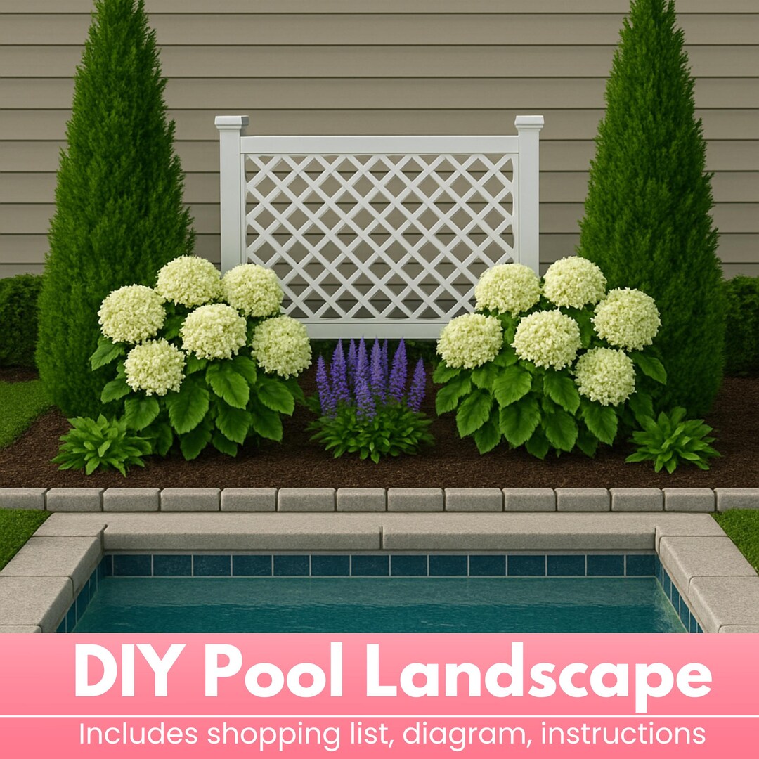 DIY Pool Landscape, Pool Equipment Privacy Landscaping Plan, Instant ...